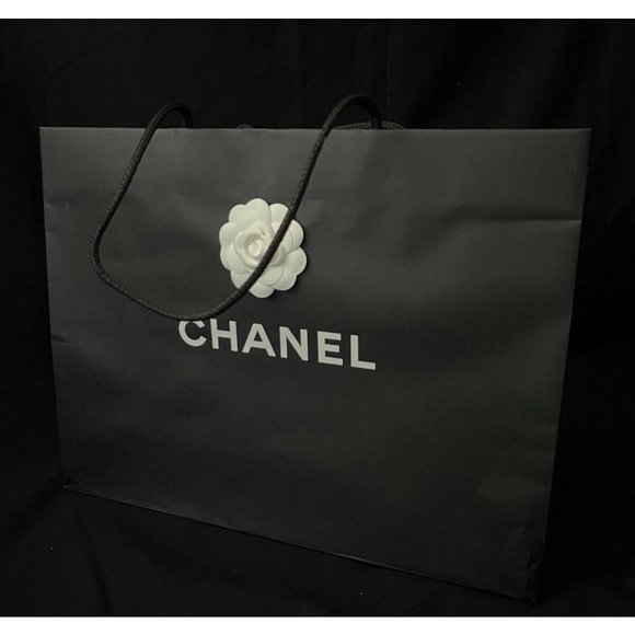 CHANEL | Bags | Chanel Paper Reusable Shopping Bag Black 3 X 17 X 6 ...